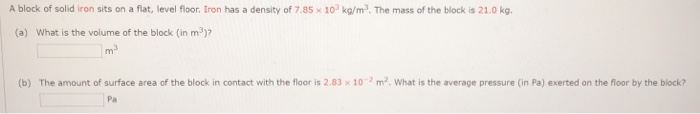 Solved A block of solid iron sits on a flat, level floor. | Chegg.com