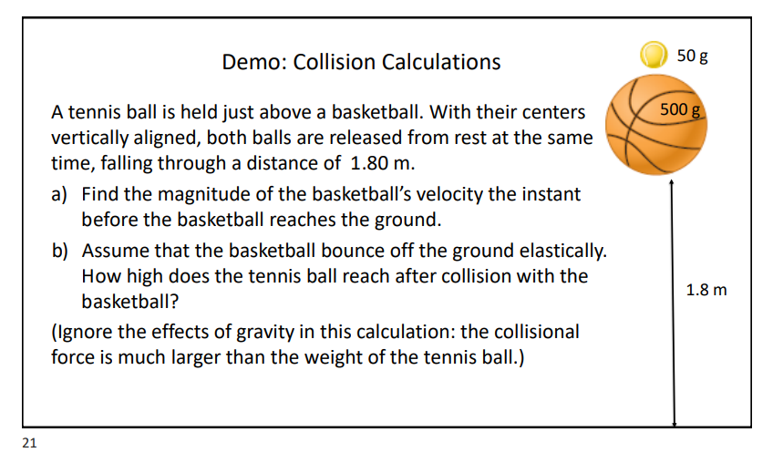 Solved Demo: Collision Calculations A tennis ball is held | Chegg.com