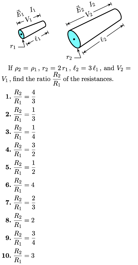Solved 11 Ē2 12 Ēi V2 K V1 r1 Kli = r2 If P2 = P1, r2 = 2ri, | Chegg.com