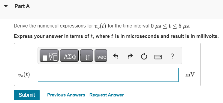 Solved Derive the numerical expressions for vo(t) for the | Chegg.com