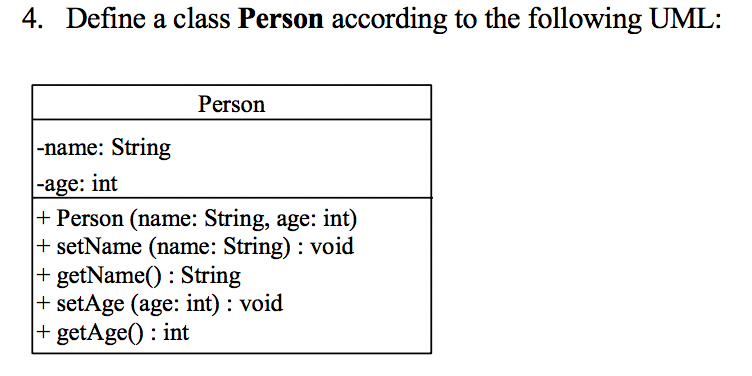 Solved 4. Define a class Person according to the following | Chegg.com