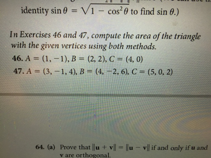 Solved identity sin theta= Squareroot 1 - cos^2 theta to | Chegg.com