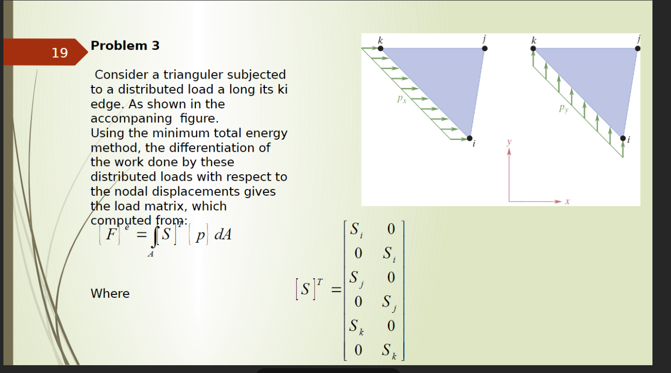 Solved Problem 3 19 Consider a trianguler subjected to a | Chegg.com