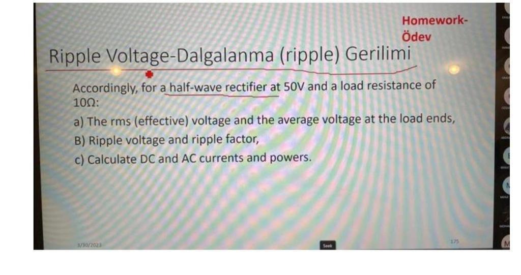 Solved ipple Voltage-Dalgalanma (ripple) Gerilimi | Chegg.com