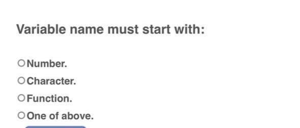Solved Variable name must start with: O Number. O Character. | Chegg.com