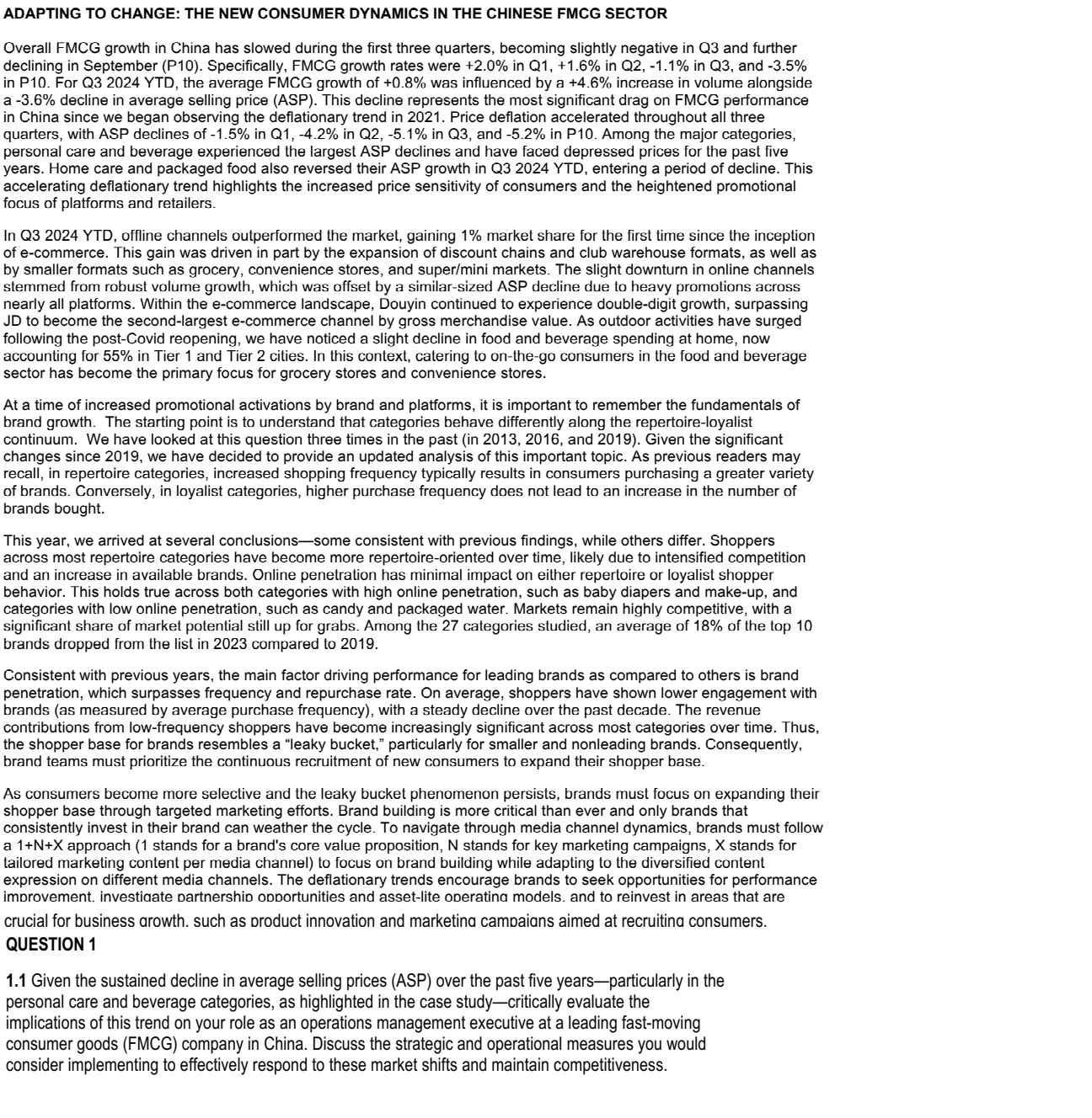 Solved QUESTION 1 1.1 ﻿Given the sustained decline in | Chegg.com