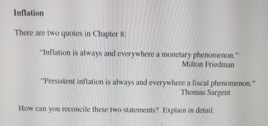 Solved Inflation There are two quotes in Chapter 8: | Chegg.com