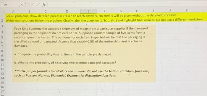 Solved E19 А С D E F Xf B H 1 For all problems, show | Chegg.com