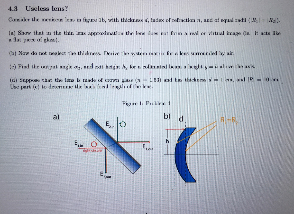4.3 Useless lens? Consider the meniscus lens in | Chegg.com
