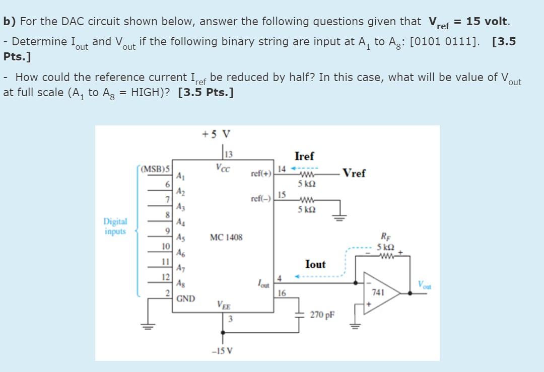 Solved - Determine lout out b) For the DAC circuit shown | Chegg.com