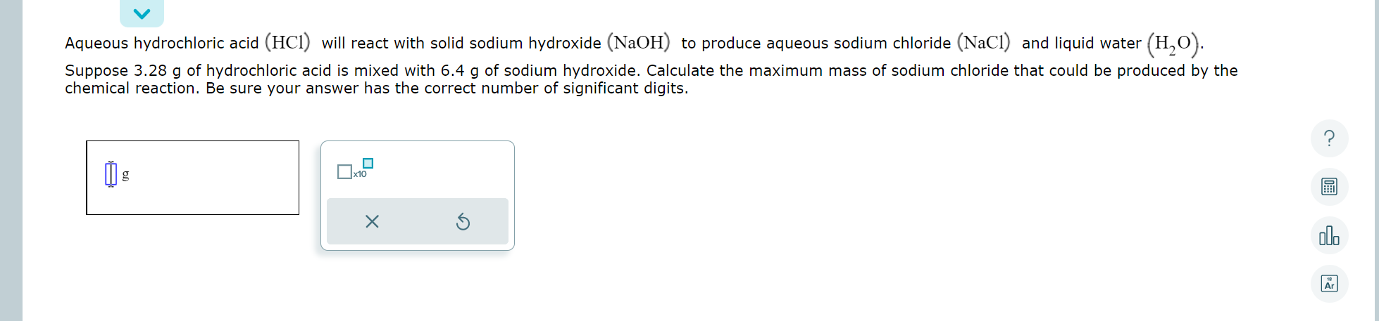 Solved Aqueous hydrochloric acid (HCl) will react with solid | Chegg.com