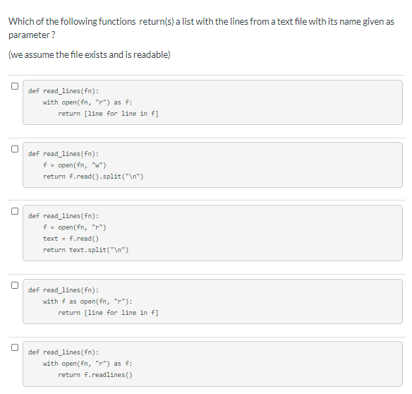 Solved Which of the following functions return(s) a list | Chegg.com