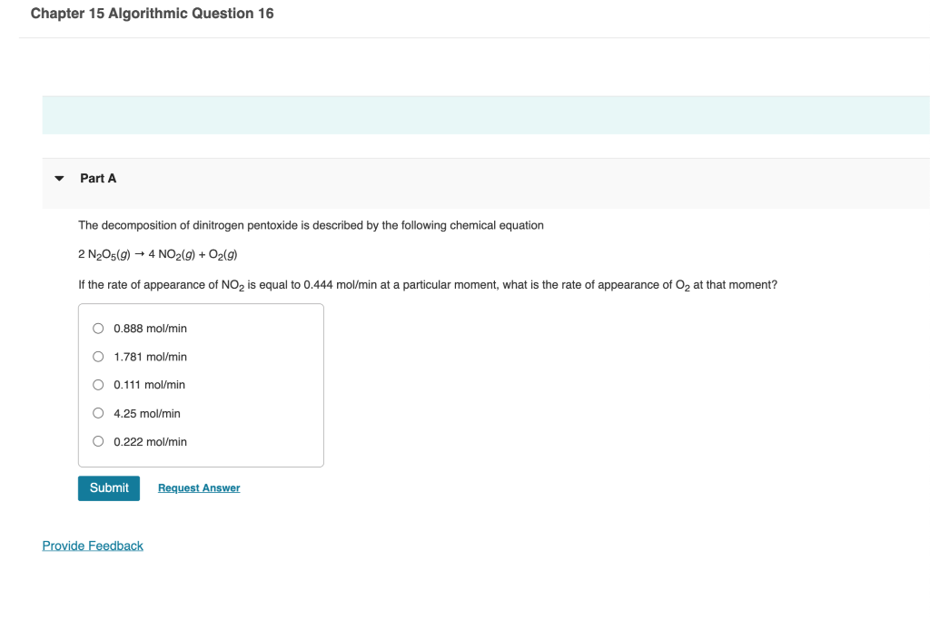 Solved Chapter 15 Algorithmic Question 16 Part A The | Chegg.com
