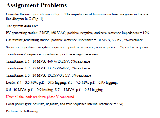 Solved Assignment Problems Consider the microgrid shown in | Chegg.com