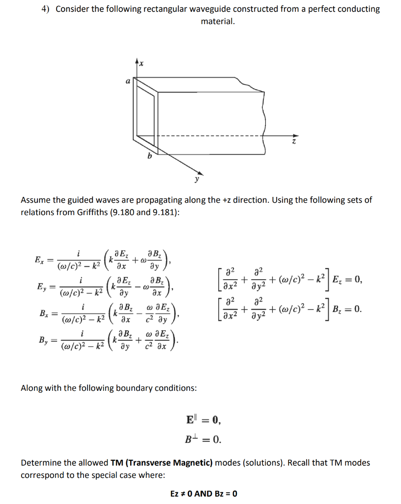 Solved 4) Consider the following rectangular waveguide | Chegg.com