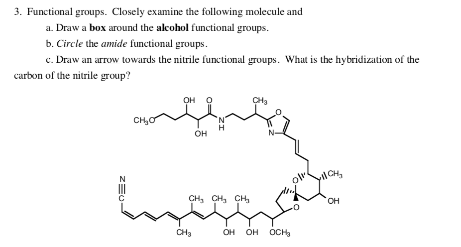 Solved 3. Functional groups. Closely examine the following | Chegg.com