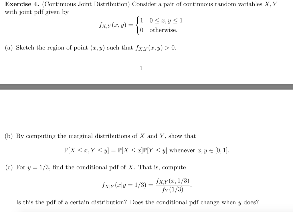 Solved Exercise 4. (Continuous Joint Distribution) Consider | Chegg.com