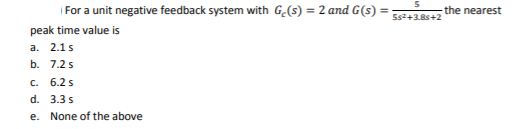 Solved the nearest For a unit negative feedback system with | Chegg.com