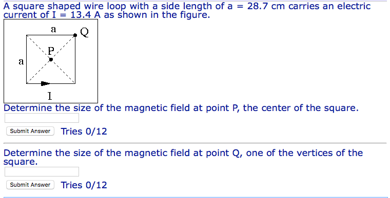 Solved A square shaped wire loop with a side length of a = | Chegg.com