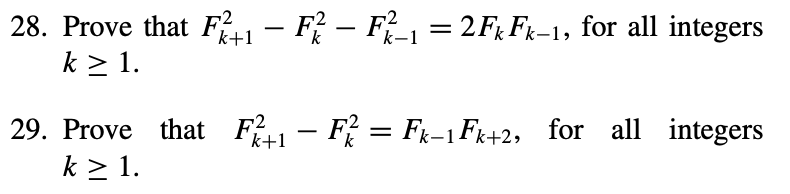 Solved 28 Prove That Fk 12−fk2−fk−12 2fkfk−1 For All