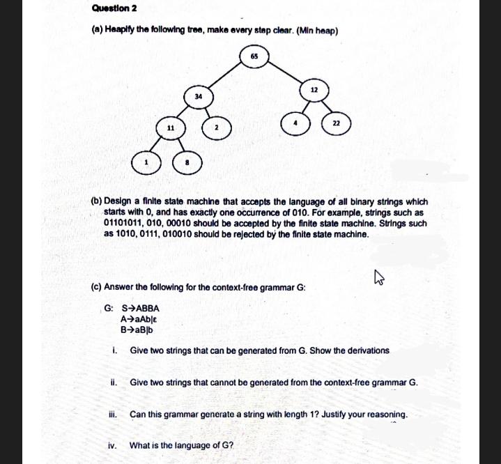 Solved (a) Heapliy the following tree, make every step | Chegg.com
