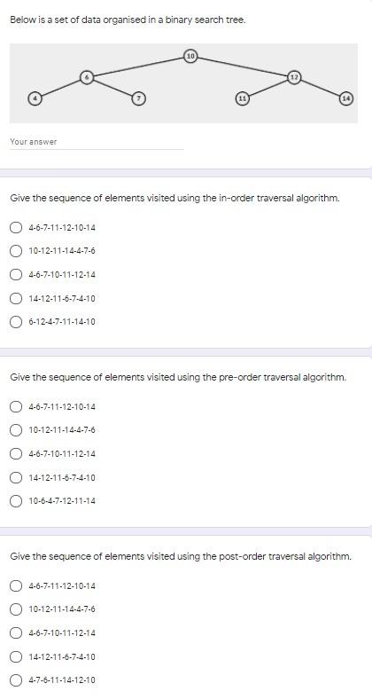 Solved Below is a set of data organised in a binary search | Chegg.com