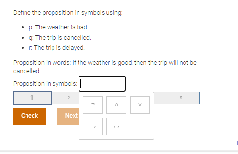 Solved Define the proposition in symbols using: - p: The | Chegg.com