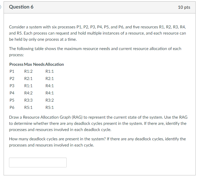 Consider a system with six processes P1, P2, P3, P4, | Chegg.com