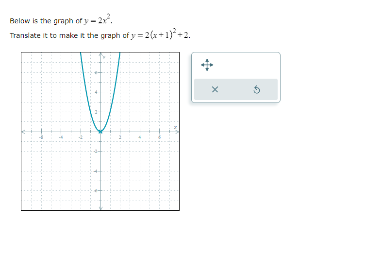 Solved Below is the graph of y=2x2. Translate it to make it | Chegg.com