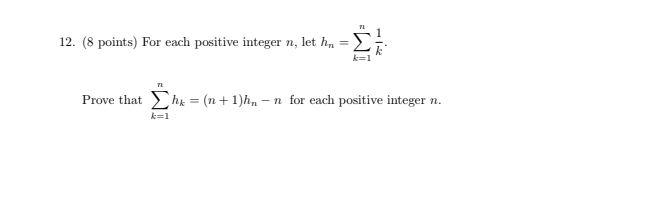Solved TL 12. (8 points) For each positive integer n, let | Chegg.com