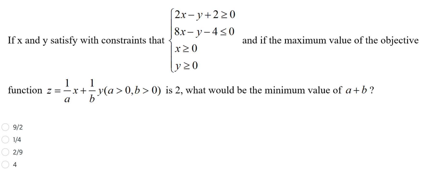 Solved (2x – y +220 8x-y-450 If x and y satisfy with | Chegg.com