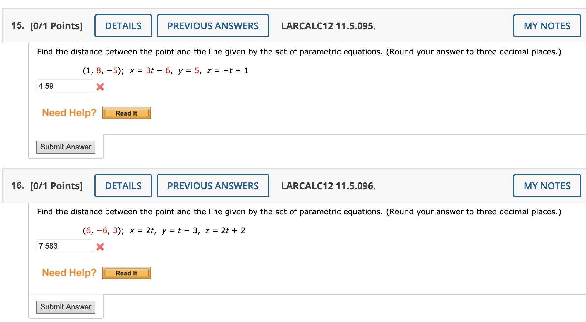 Solved Find the distance between the point and the line | Chegg.com