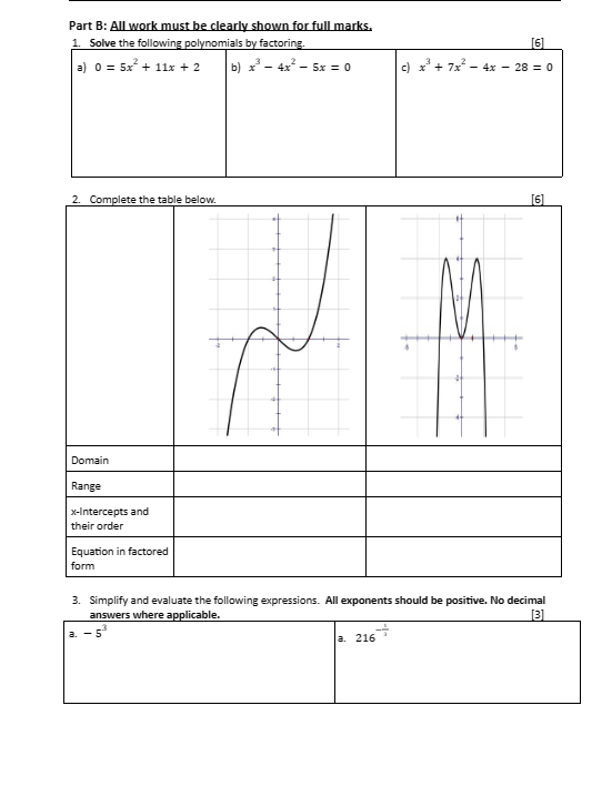 Solved Part B: All work must be clearly shown for full | Chegg.com Solved Part B: All work must be clearly shown for full | Chegg.com