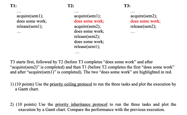 Three tasks T1, T2 and T3. T1 has the highest | Chegg.com