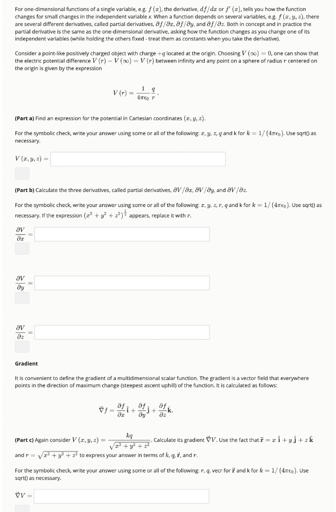Solved For one-dimensional functions of a single variable, | Chegg.com