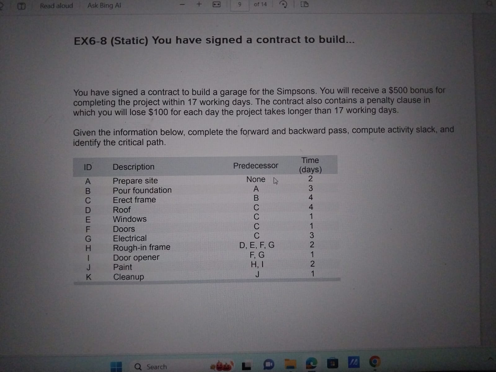 Solved EX6-8 (Static) You have signed a contract to build... | Chegg.com
