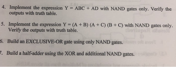 Solved 4 Implement The Expression Y Abc Ad With Nand 1691