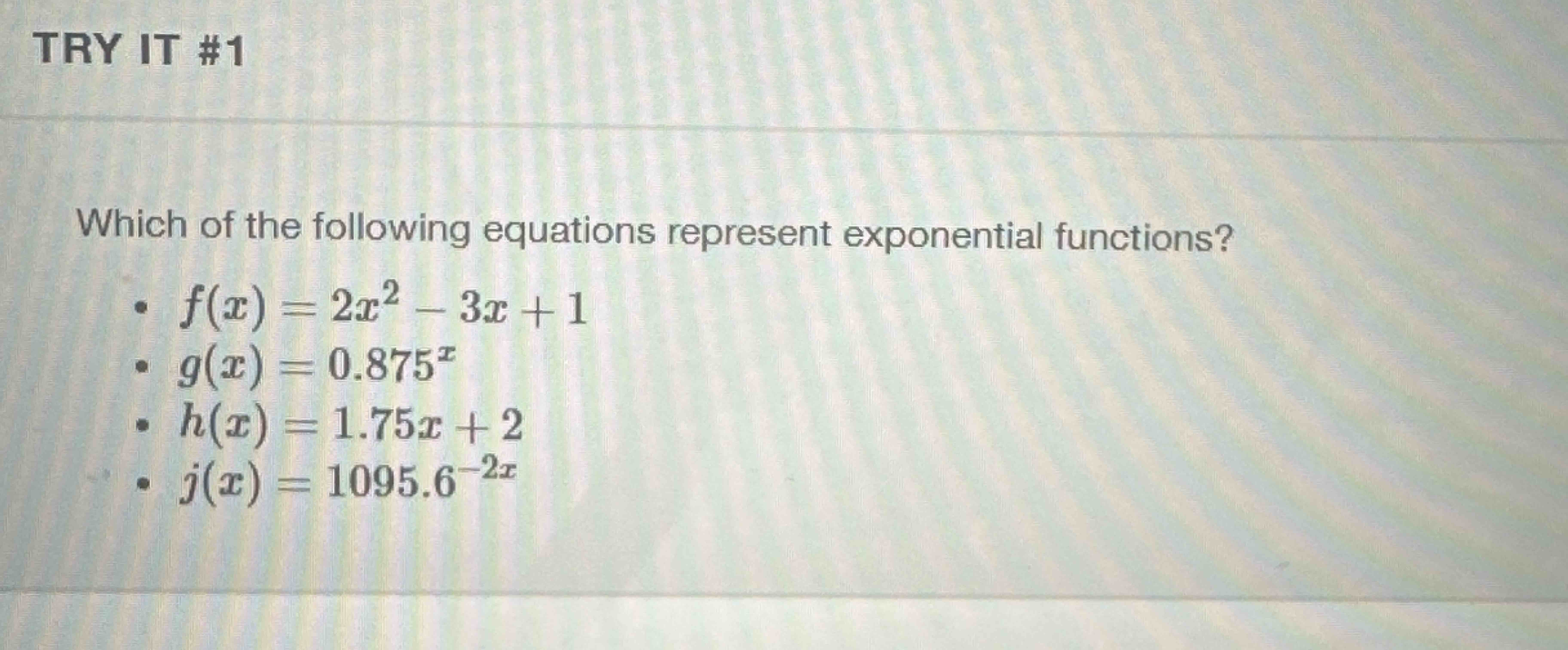 Solved TRY IT ﻿#1Which of ﻿the following equations represent | Chegg.com