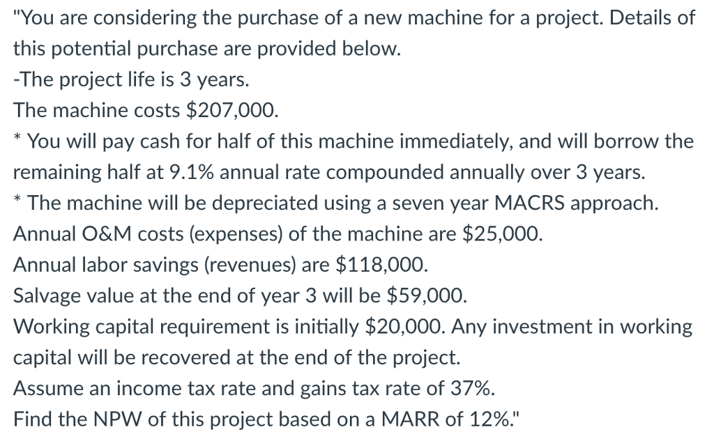 Solved You are considering the purchase of a new machine for | Chegg.com