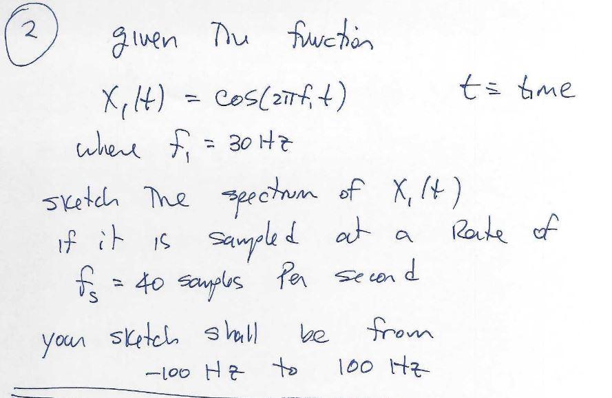 Solved 2 given the function X,H) = COS[2īst, t) ts time | Chegg.com