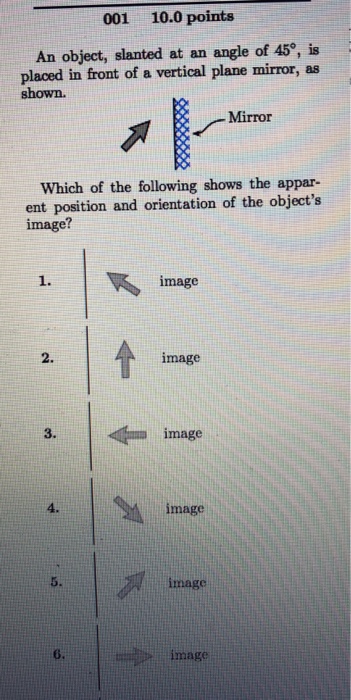 Solved 001 10.0 points An object, slanted at an angle of | Chegg.com