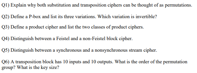 Solved Q1) Explain why both substitution and transposition | Chegg.com