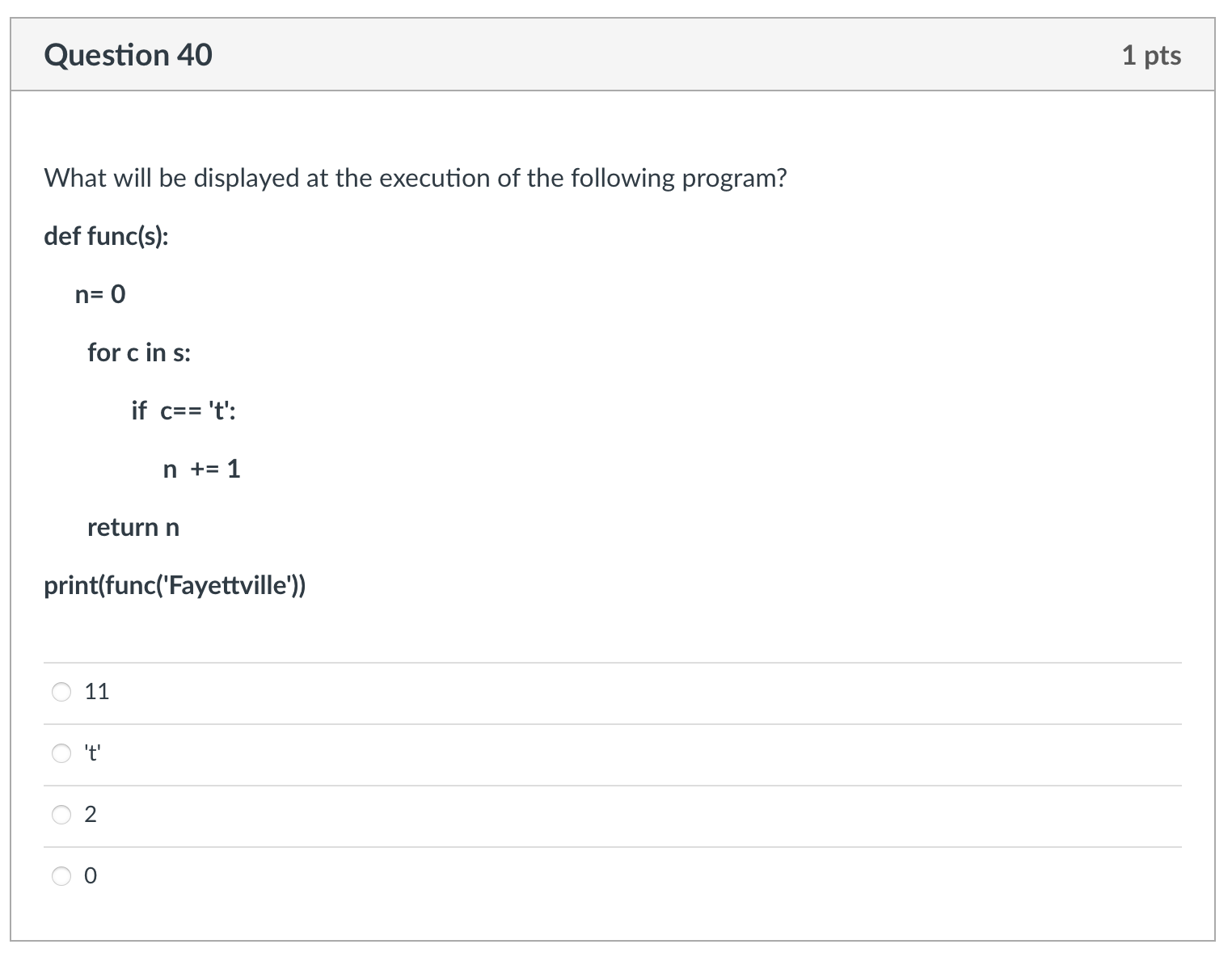Solved n=0 for C retur rint(fun 11 't' 2 | Chegg.com