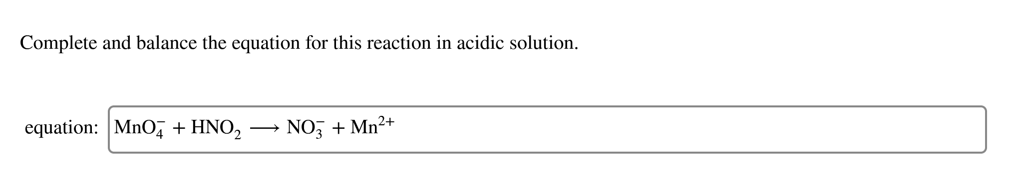 Solved Complete and balance the equation for this reaction | Chegg.com