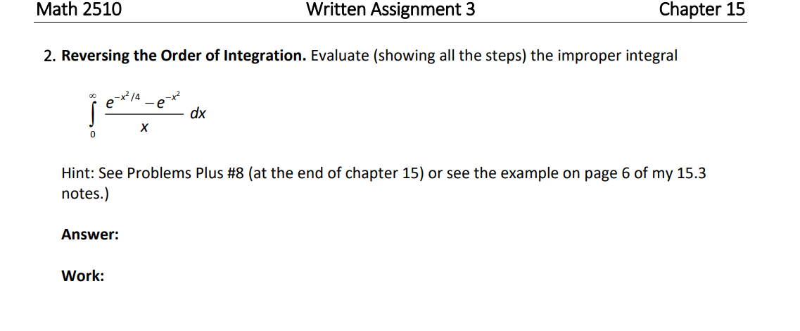 Solved 2. Reversing the Order of Integration. Evaluate | Chegg.com