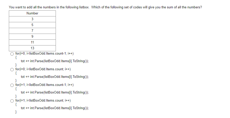 Solved You want to add all the numbers in the following | Chegg.com