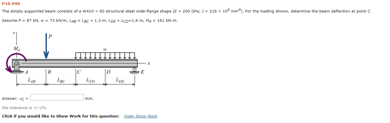Solved The simply supported beam consists of a W410 × 60 | Chegg.com