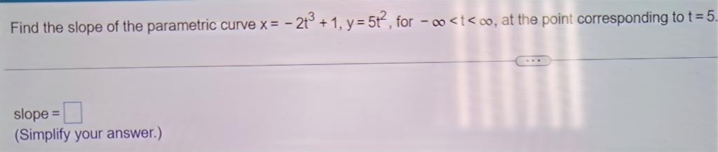 Solved Find the slope of the parametric curve | Chegg.com