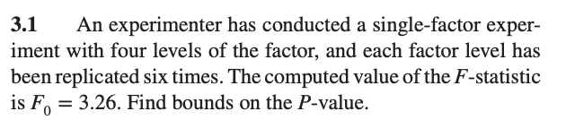 Solved 3.1 An experimenter has conducted a single-factor | Chegg.com