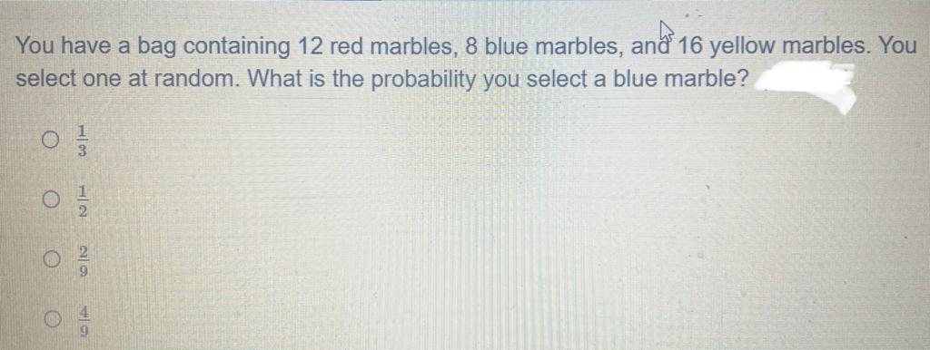 Solved You have a bag containing 12 red marbles, 8 blue | Chegg.com